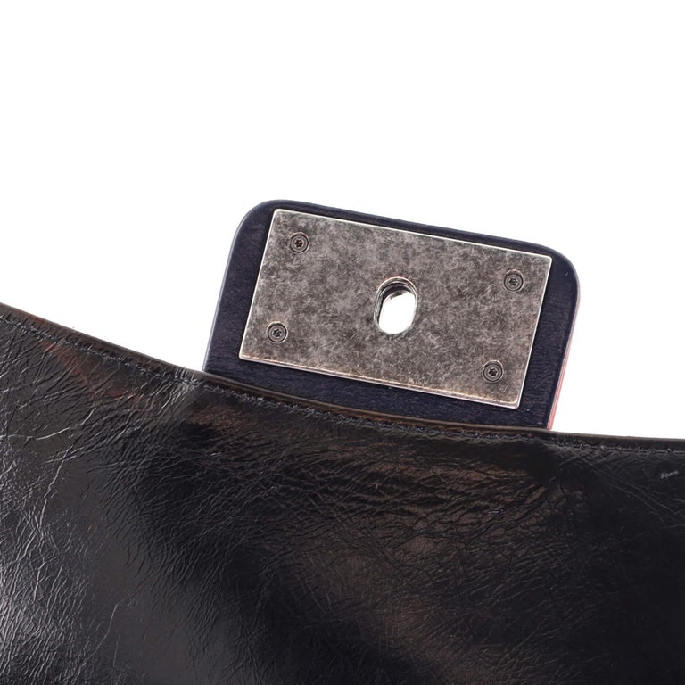 Chanel CC Plate Flap Bag Quilted Glazed Calfskin Medium For Sale at 1stDibs