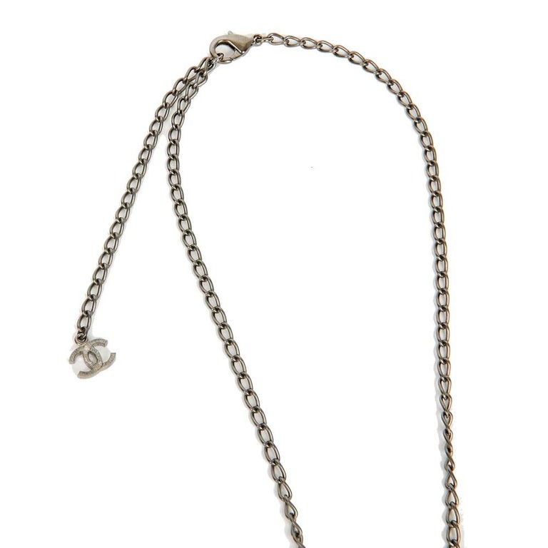 CHANEL CC Ruthenium Necklace with Pearls and Rhinestones, at 1stDibs ...