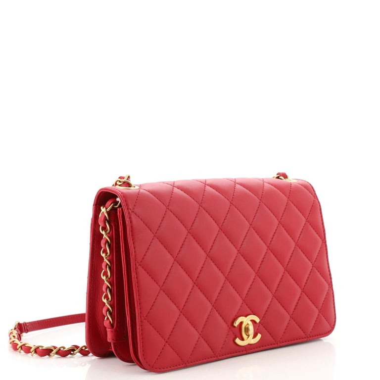 Chanel CC Side Chain Full Flap Bag Quilted Calfskin Medium For Sale at ...