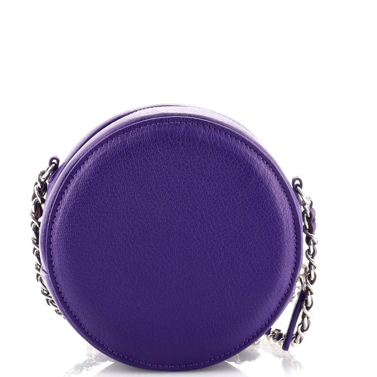 Chanel CC Ski Round Clutch with Chain Goatskin Mini For Sale at 1stDibs