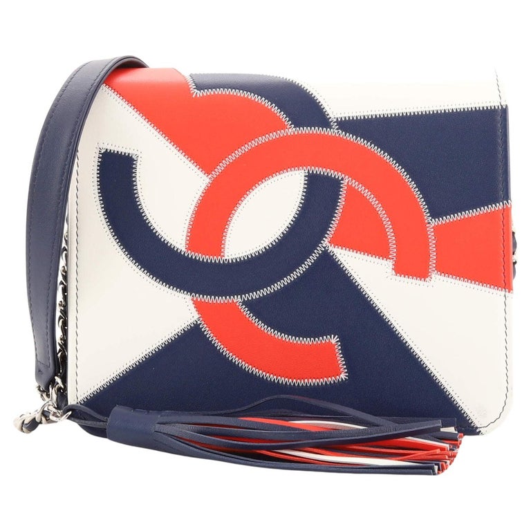Chanel CC Tassel Full Flap Bag Patchwork Leather Small For Sale at 1stDibs
