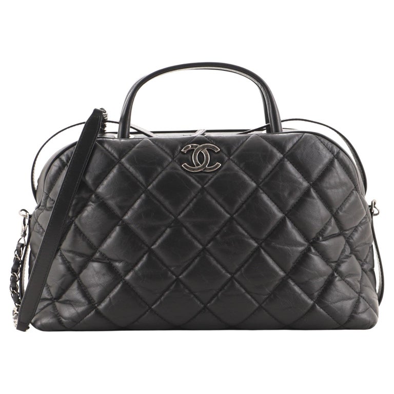 Chanel CC Top Handle Bowler Bag Quilted Aged Calfskin Small at 1stDibs