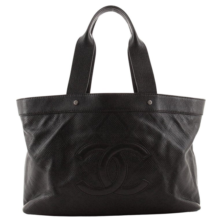 Chanel CC Tote Perforated Leather East West at 1stDibs