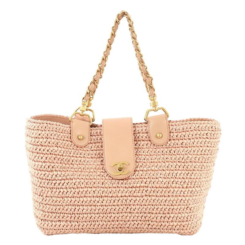 Chanel CC Tote Woven Raffia Medium at 1stDibs | chanel raffia bag ...