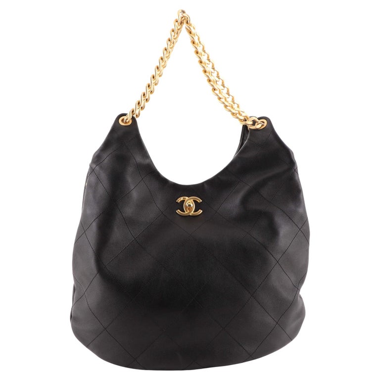 Chanel CC Turnlock Curved Chain Hobo Stitched Calfskin Maxi For Sale at ...