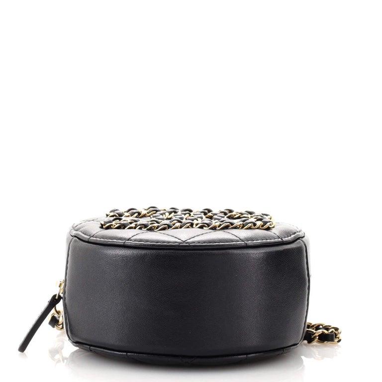 Chanel CC Woven Chain Round Clutch with Chain Quilted Lambskin Mini For ...