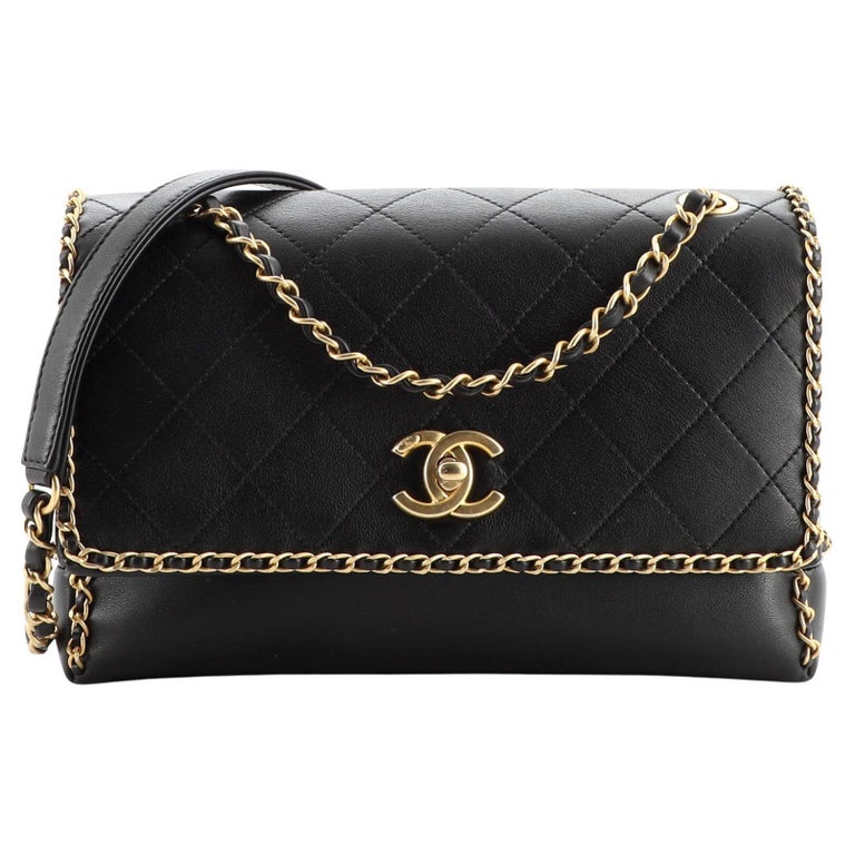 Chanel Chain All Over Flap Bag Stitched Calfskin Medium For Sale at 1stDibs