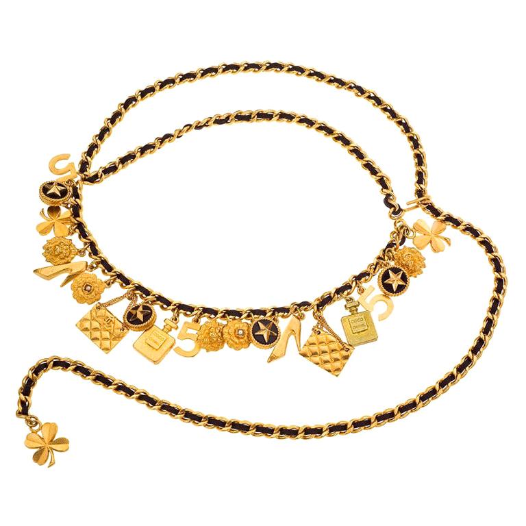 Chanel Chain Belt with Iconic Charms For Sale at 1stDibs