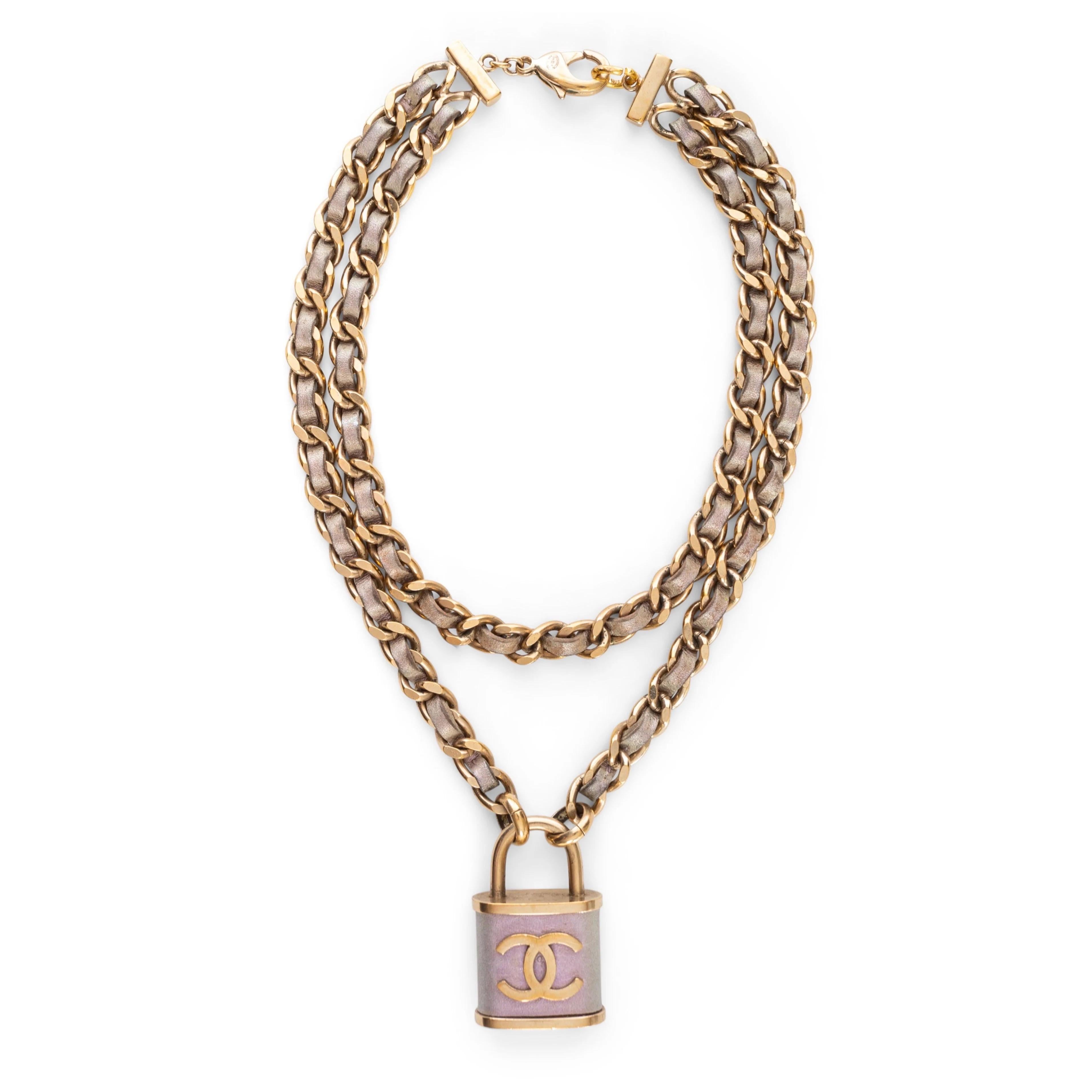 Chanel Chain Double Strand CC Padlock Necklace Spring 2018 For Sale at ...