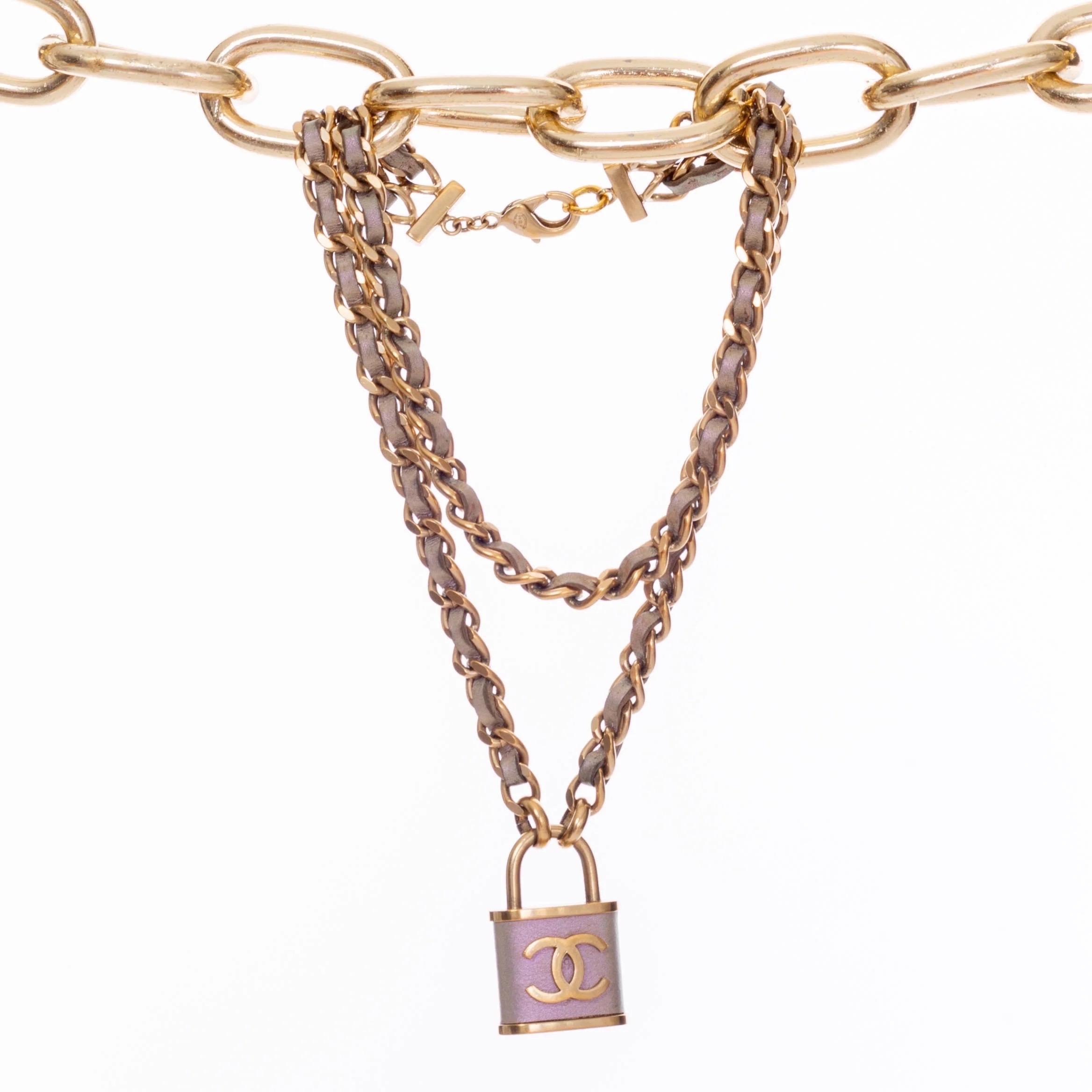 Chanel Chain Double Strand CC Padlock Necklace Spring 2018 For Sale at ...