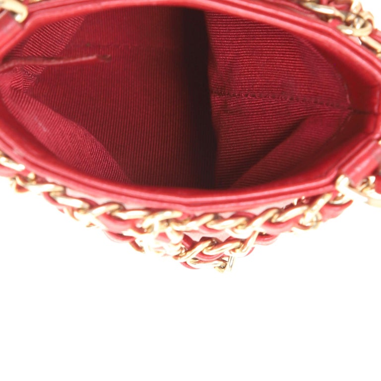 Chanel Chain Frame Phone Clutch with Chain Lambskin For Sale at 1stDibs