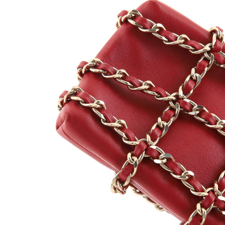Chanel Chain Frame Phone Clutch with Chain Lambskin For Sale at 1stDibs