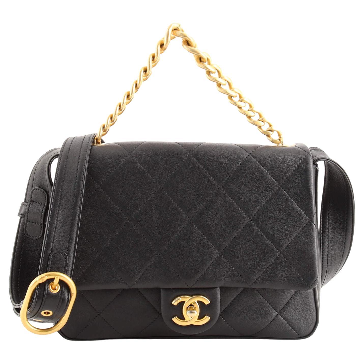 Chanel Coco Top Handle Bag Quilted Goatskin with Beaded Handle Extra ...