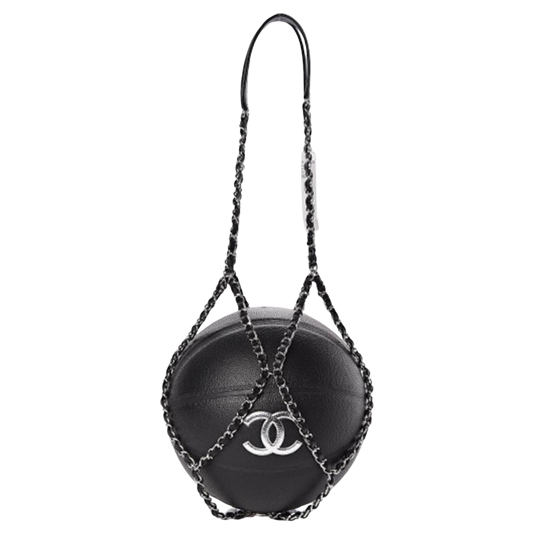 Chanel Chain Net Black Lambskin Collectors Basketball For Sale at 1stDibs