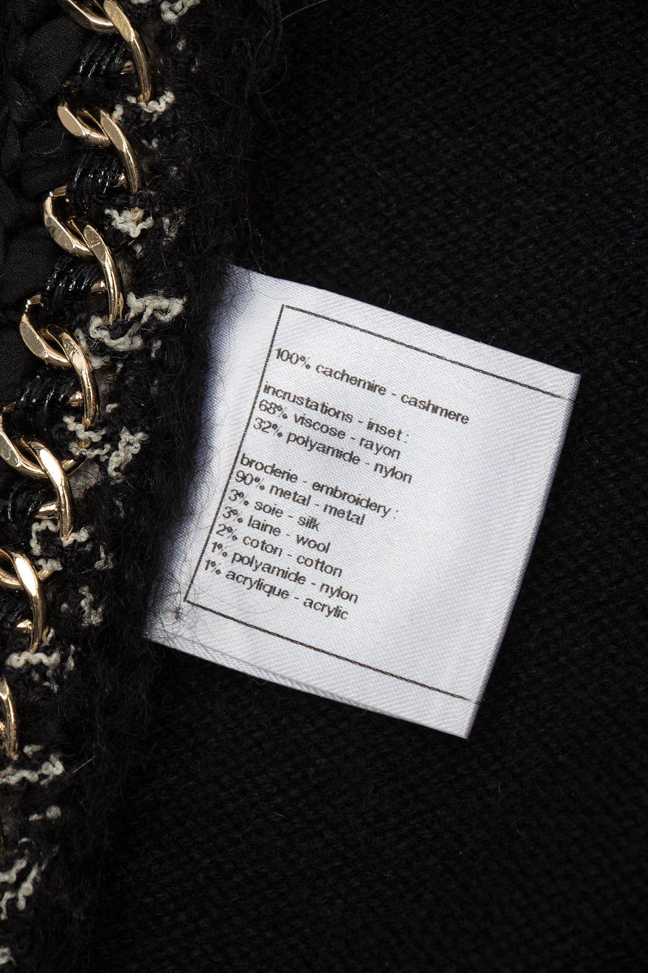 Chanel Chain Trim Black Cashmere Caridgan For Sale at 1stDibs