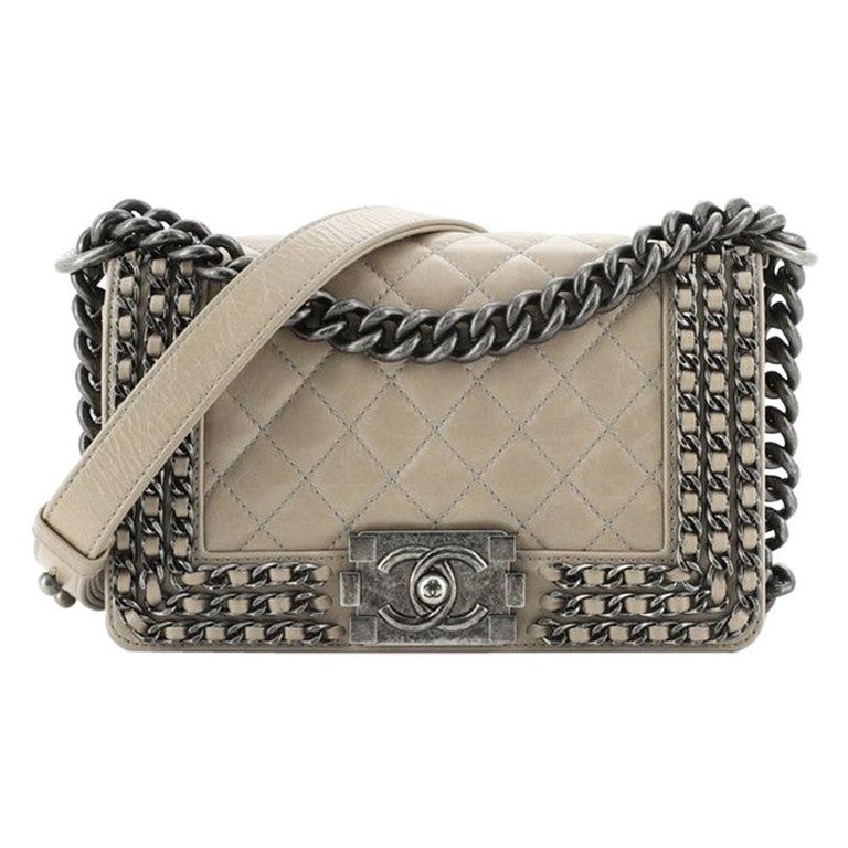 Chanel Chained Boy Flap Bag Quilted Glazed Calfskin Small at 1stDibs