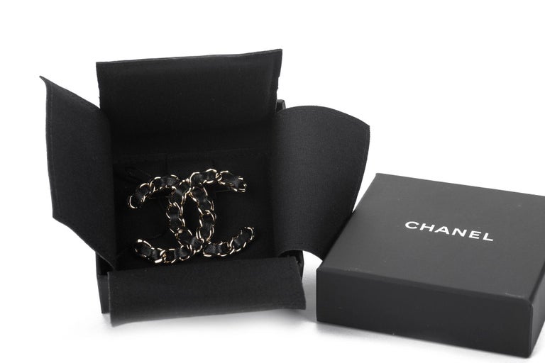 Chanel Champagne Gold Leather CC Pin NIB For Sale at 1stDibs