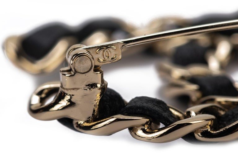 Chanel Champagne Gold Leather CC Pin NIB For Sale at 1stDibs