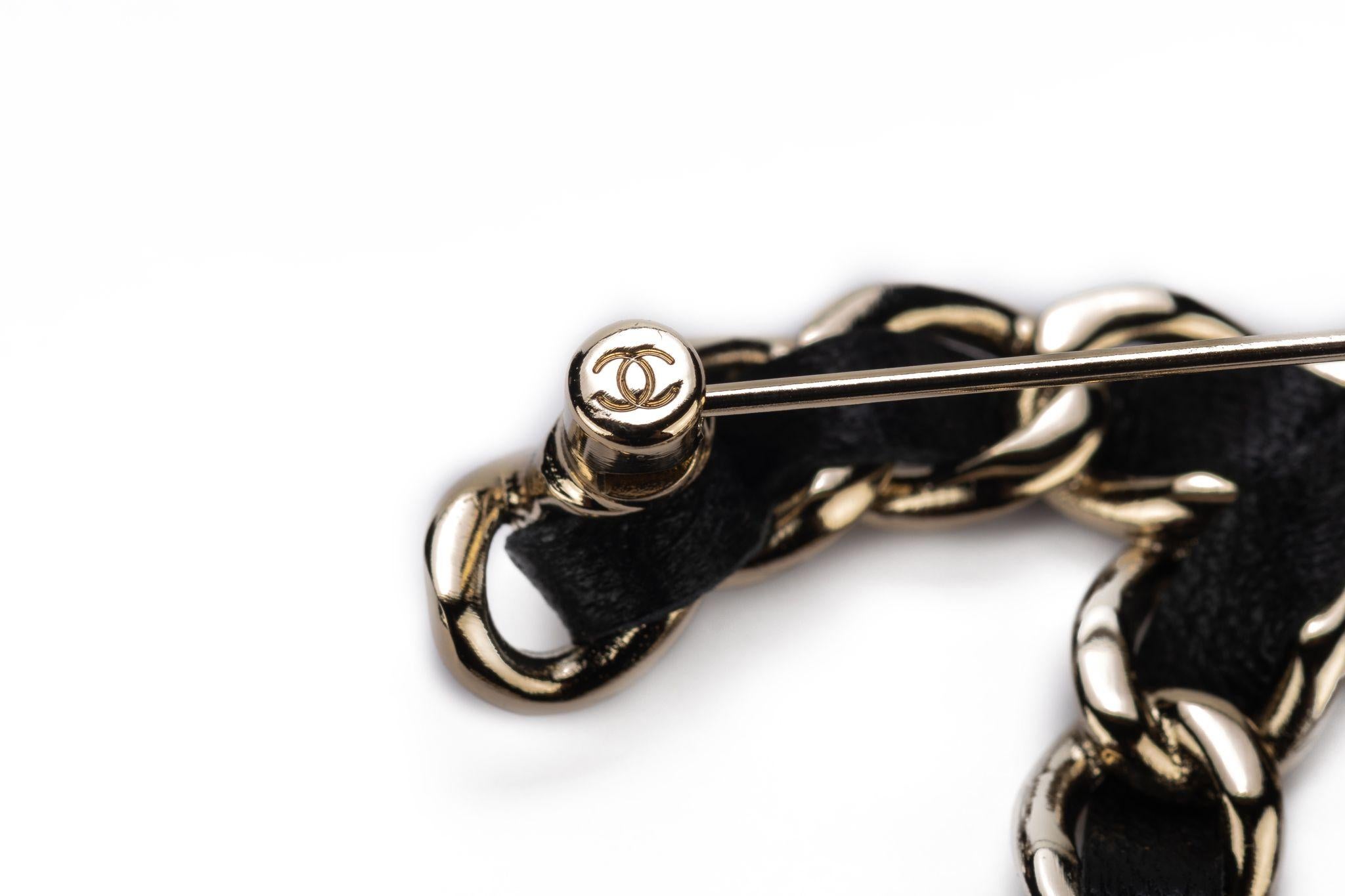Chanel Champagne Gold Leather CC Pin NIB For Sale at 1stDibs