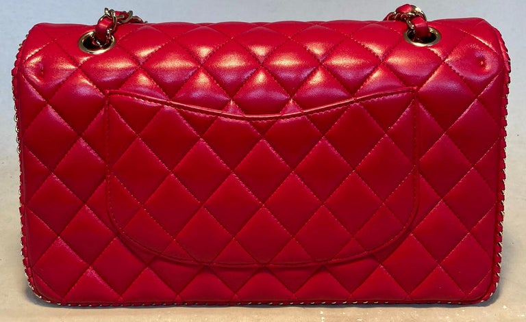 Chanel Cherry Red Chain Trim Charm 2.55 Double Flap Classic For Sale at ...