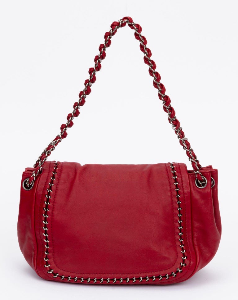 Chanel Cherry Red Inlay Chain Handbag For Sale at 1stDibs