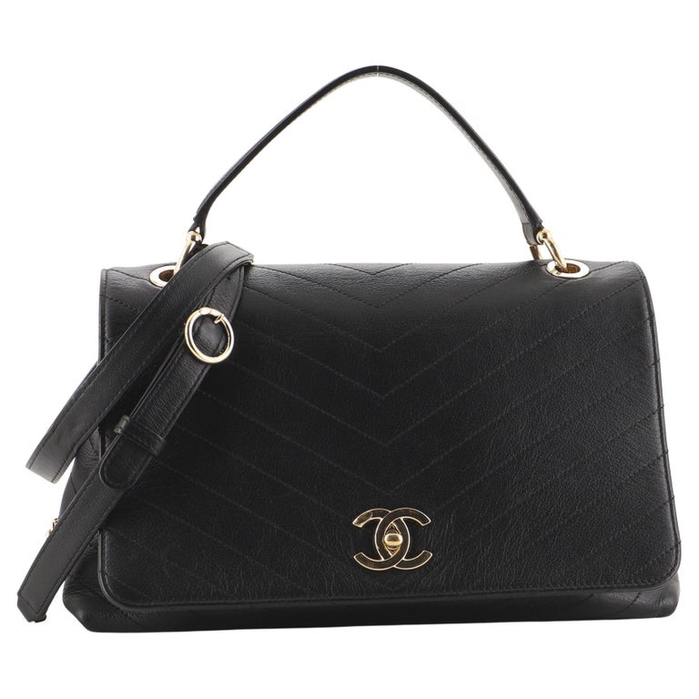 Chanel Chevron Chic Top Handle Bag Chevron Calfskin Medium at 1stDibs