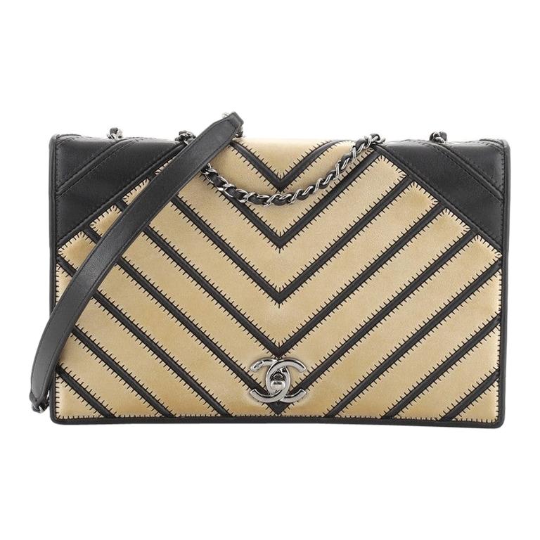 Chanel Chevron Couture Flap Bag Stitched Chevron Lambskin Medium at 1stDibs