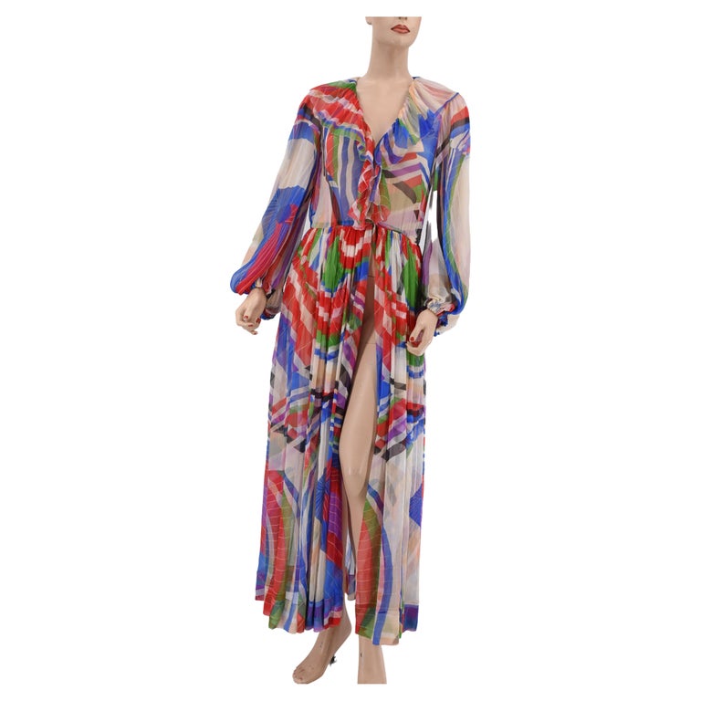 Chanel Chiffon Full Length Abstract Print Runway Dress 06P 2006 For ...