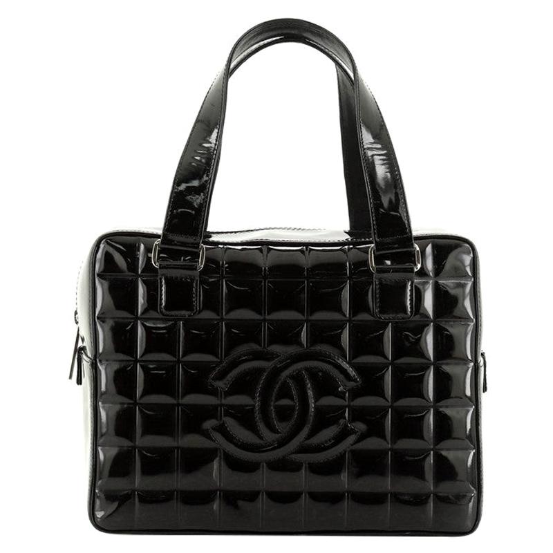 Chanel Chocolate Bar CC Bowler Bag Quilted Patent Medium at 1stDibs