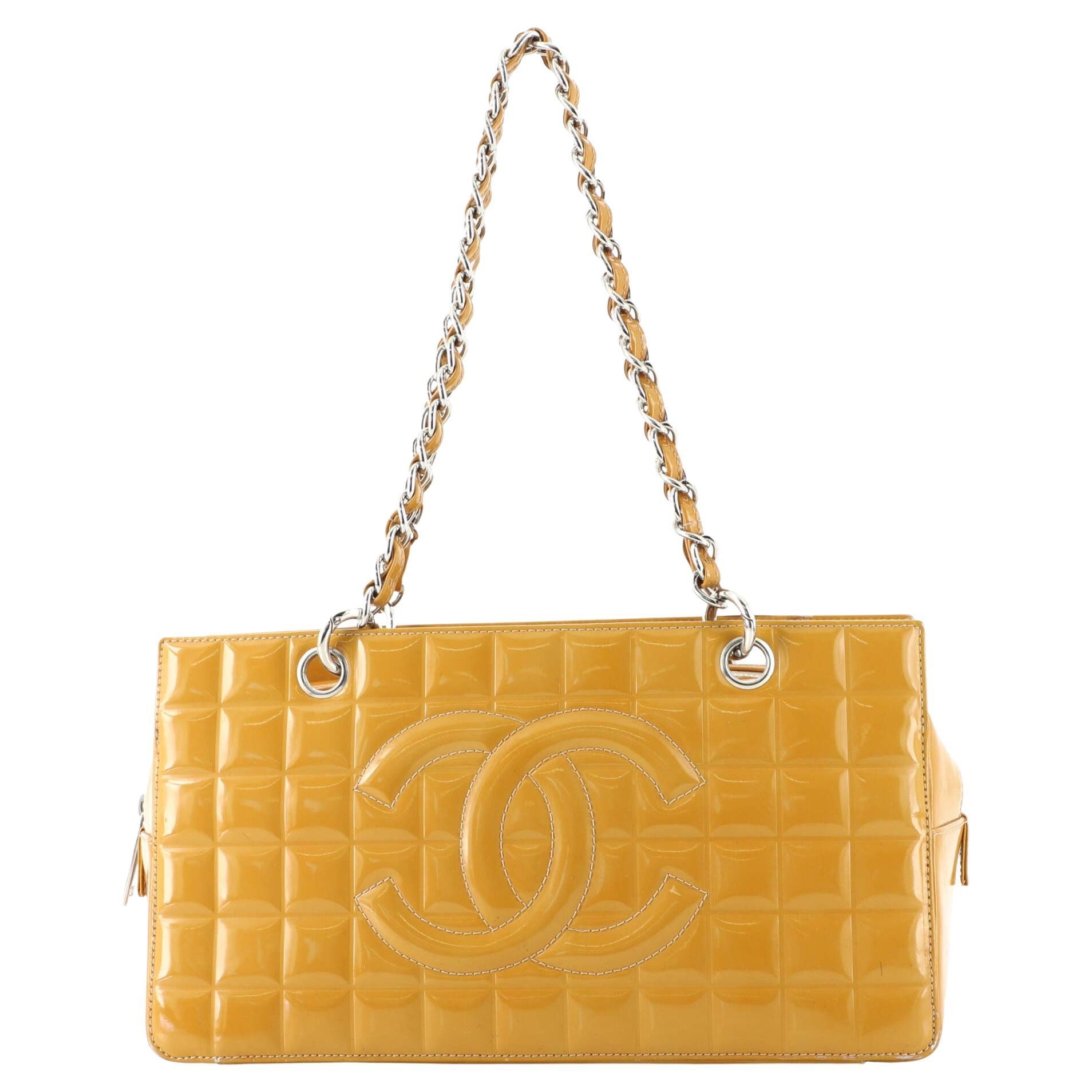 Chanel Chocolate Bar CC Zip Tote Quilted Patent Medium at 1stDibs