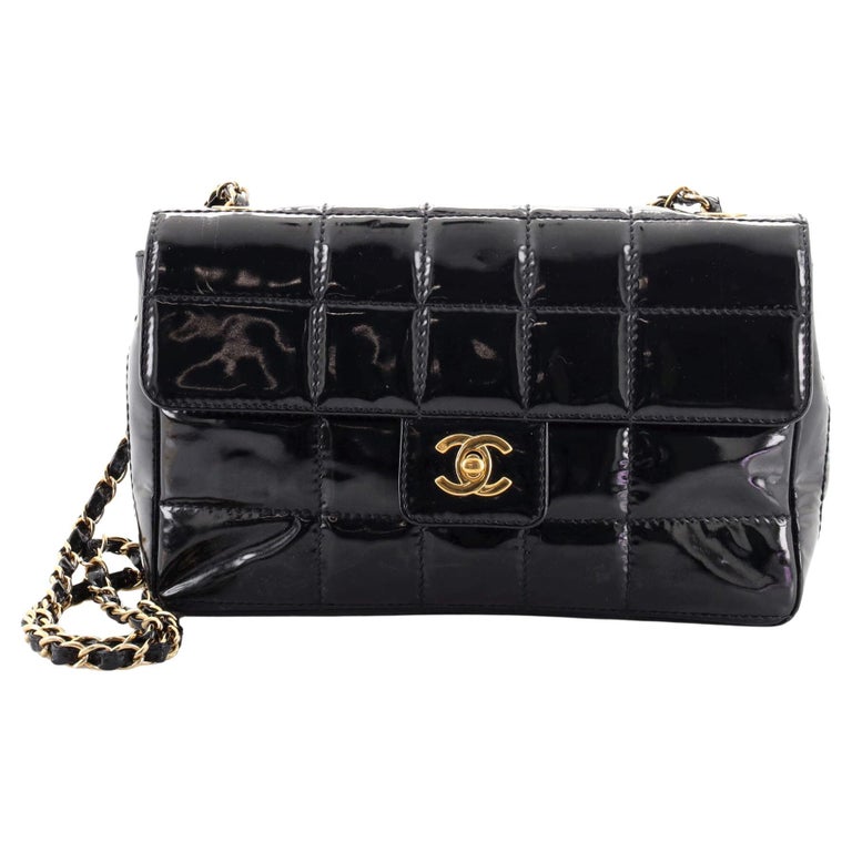 Chanel Chocolate Bar Flap Bag Quilted Patent Medium at 1stDibs