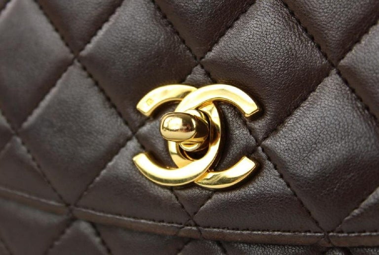 Chanel Chocolate Brown Quilted Lambskin Large Gold Chain Flap Bag ...