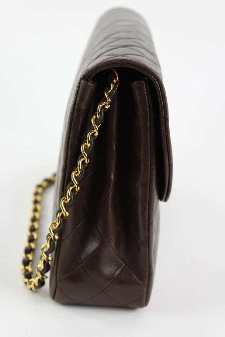 Chanel Chocolate Brown Quilted Lambskin Large Gold Chain Flap Bag ...