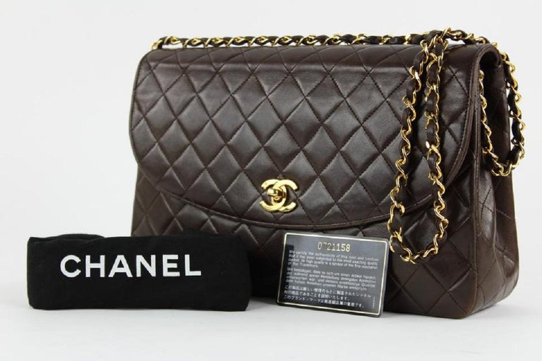 Chanel Chocolate Brown Quilted Lambskin Large Gold Chain Flap Bag ...