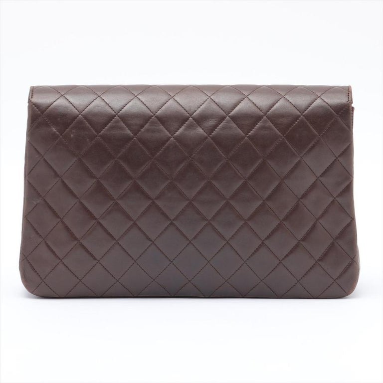Chanel Chocolate Brown Quilted Lambskin Large Gold Chain Flap Bag ...