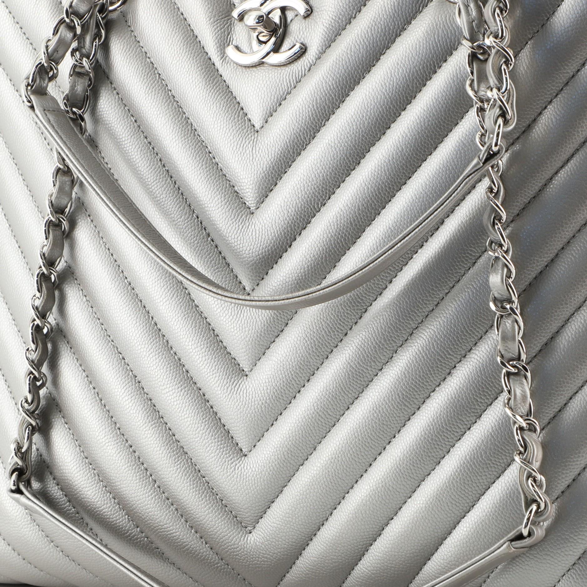 Chanel Classic CC Shopping Tote Chevron Caviar Large at 1stDibs ...