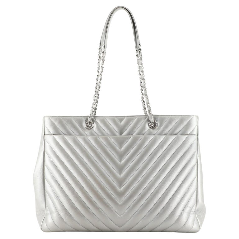 Chanel Classic CC Shopping Tote Chevron Caviar Large For Sale at 1stDibs