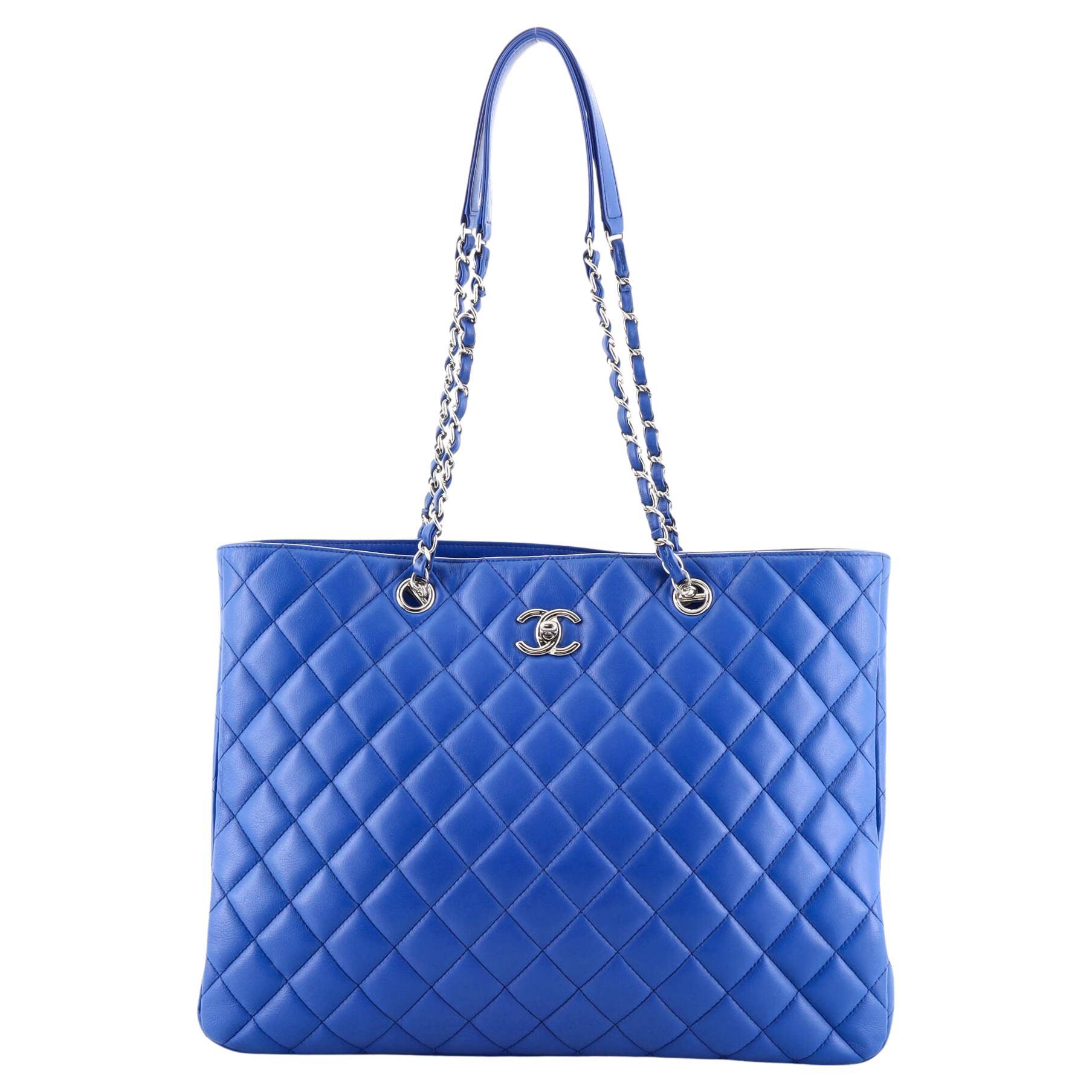 2015 Chanel Blue Chevron Quilted Denim Le Boy Tote at 1stDibs