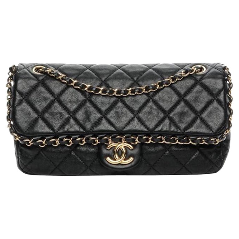 Chanel Classic Chain Me Around Single Flap Jumbo Maxi Cc Logo Black ...