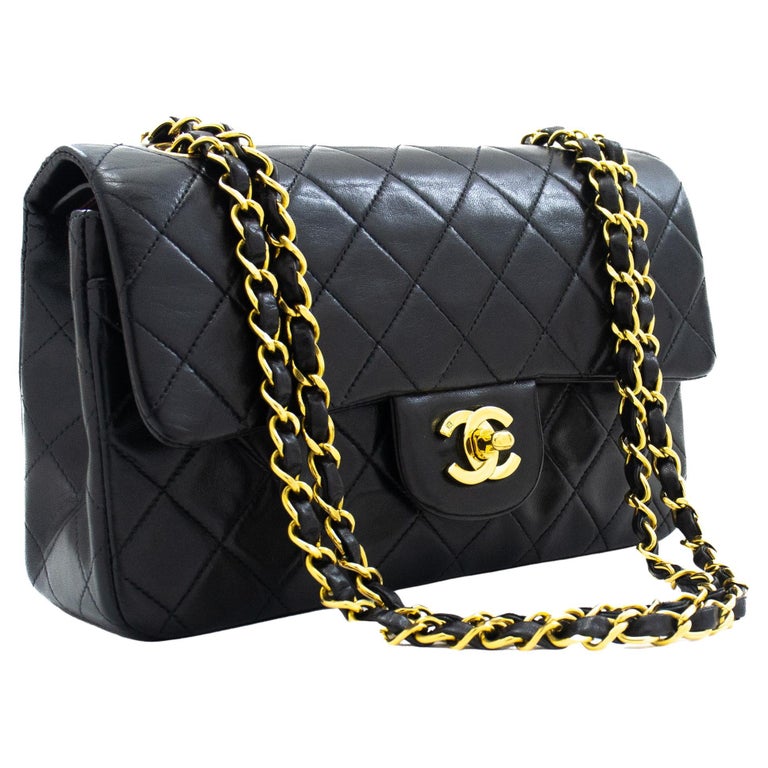 CHANEL Classic Double Flap 9" Chain Shoulder Bag Lambskin Black at 1stDibs