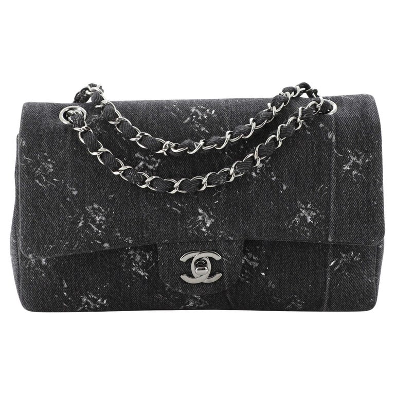 Chanel Classic Double Flap Bag Printed Denim Medium at 1stDibs