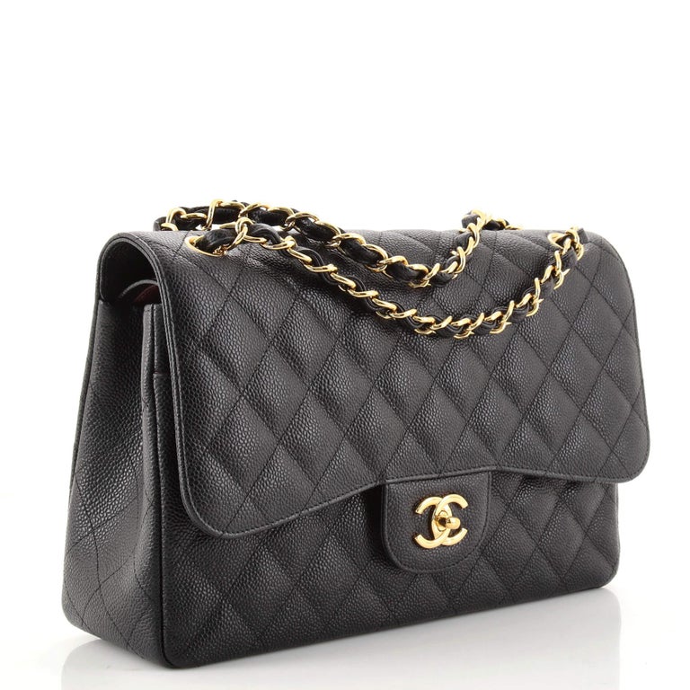 Chanel Classic Double Flap Bag Quilted Caviar Jumbo at 1stDibs