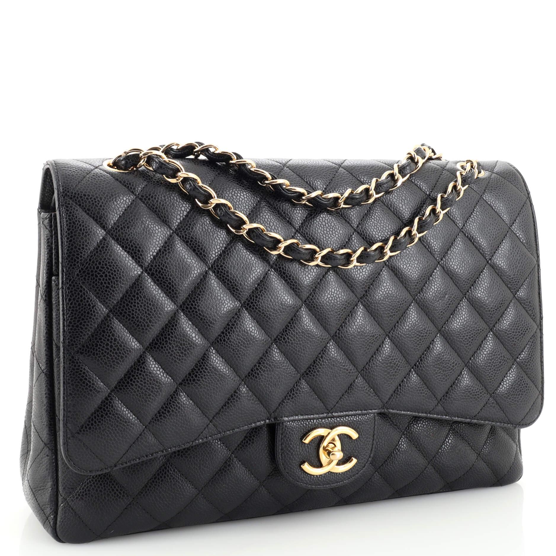 Chanel Classic Double Flap Bag Quilted Caviar Maxi at 1stDibs