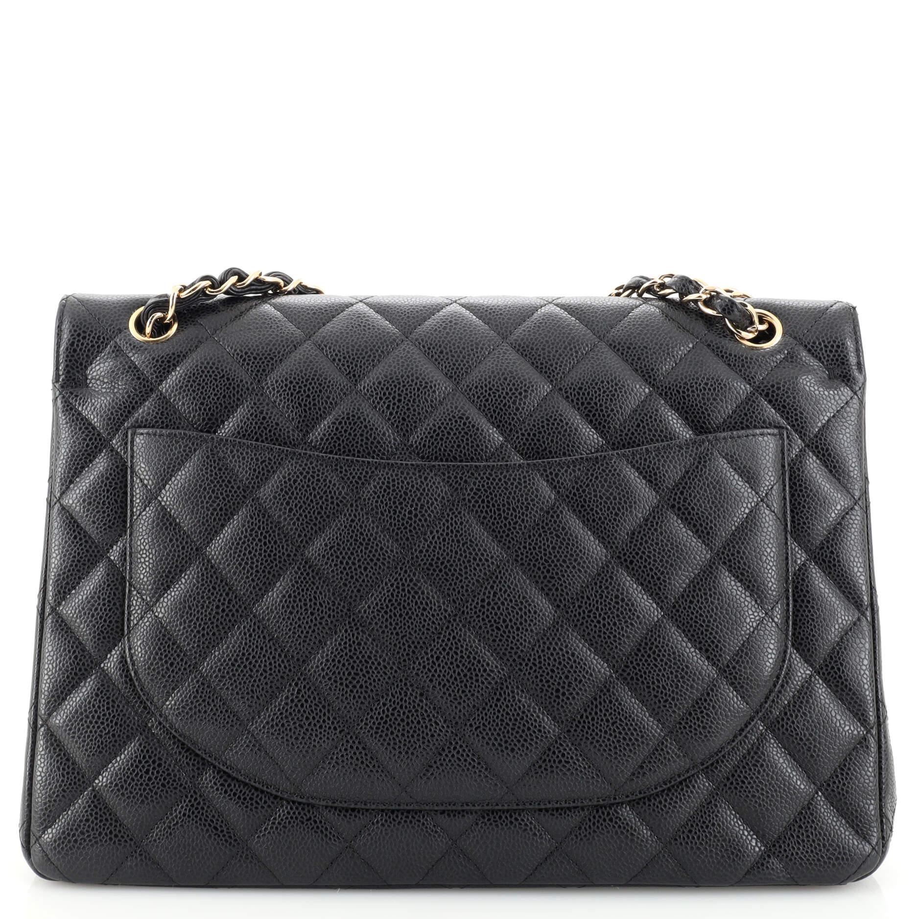 Chanel Classic Double Flap Bag Quilted Caviar Maxi at 1stDibs