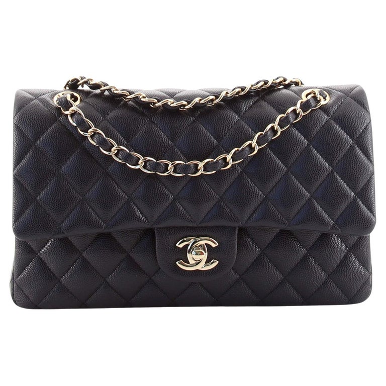 Chanel Classic Double Flap Bag Quilted Caviar Medium at 1stDibs