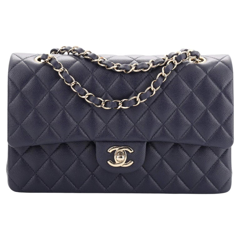Chanel Classic Double Flap Bag Quilted Caviar Medium For Sale at 1stDibs
