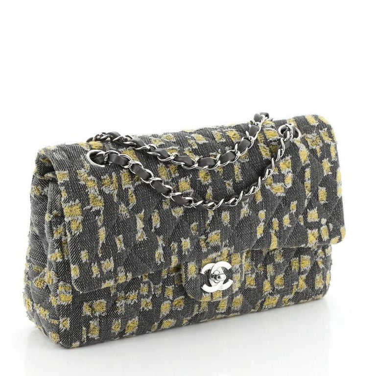 Chanel Classic Double Flap Bag Quilted Distressed Denim Medium at 1stDibs
