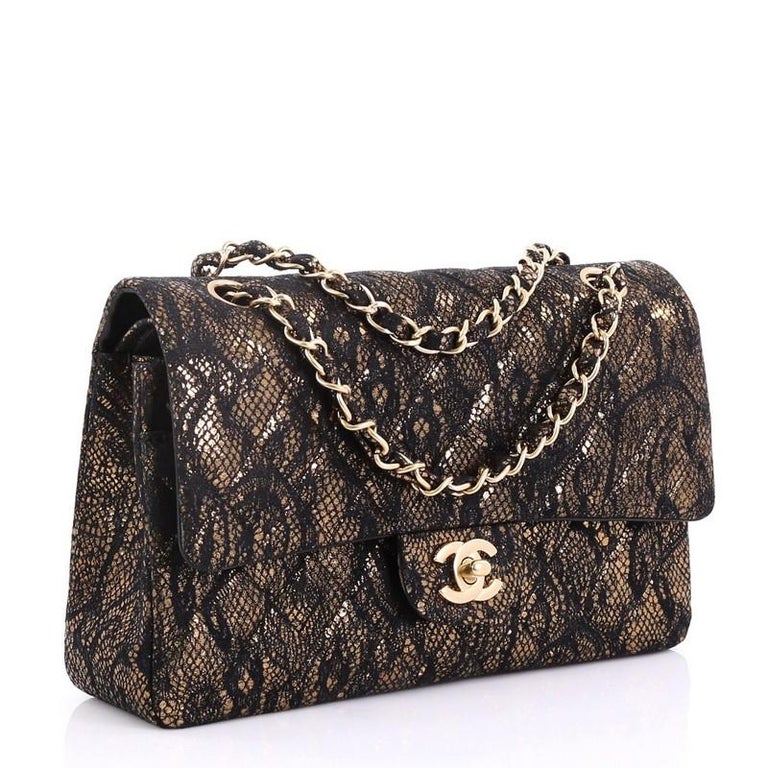 Chanel Classic Double Flap Bag Quilted Lace Motif Goatskin Medium at ...