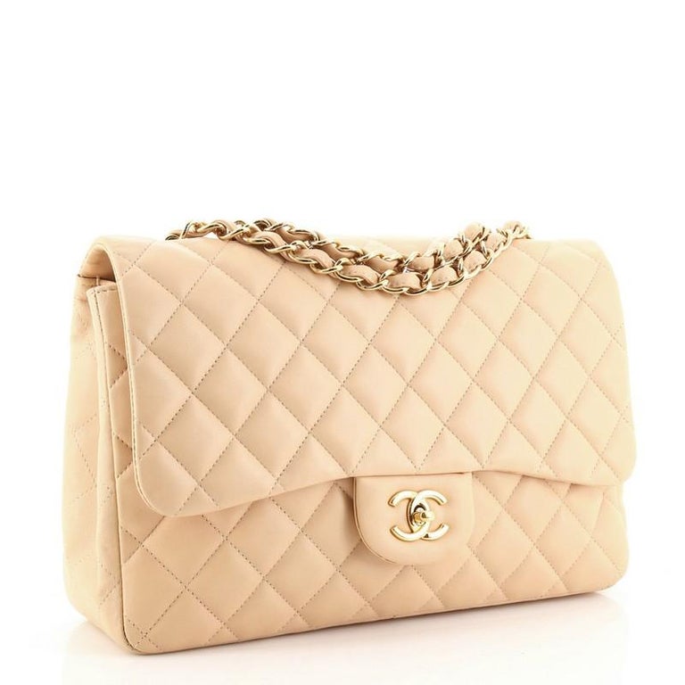 Chanel Classic Double Flap Bag Quilted Lambskin Jumbo at 1stDibs