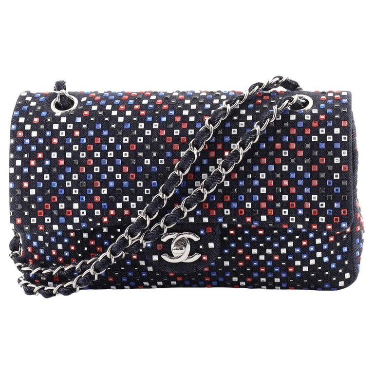 Chanel Classic Double Flap Bag Strass Embellished Denim Medium For Sale ...